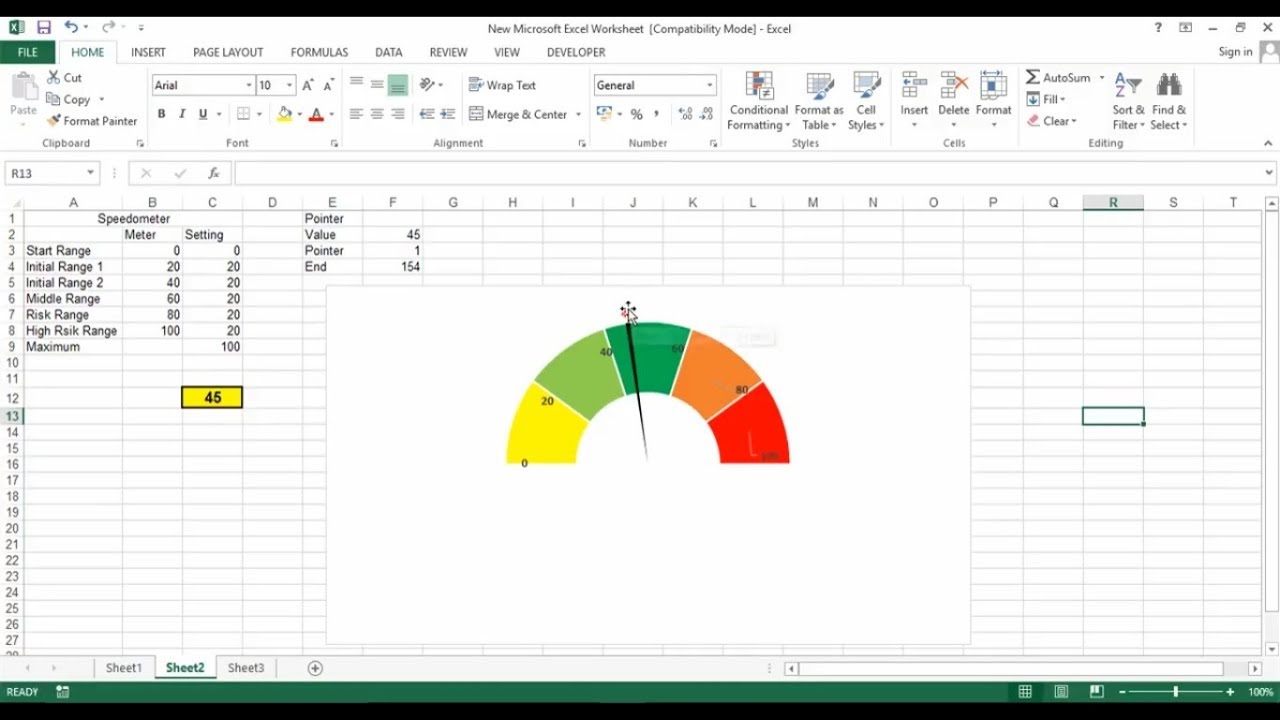 How To Use MS Excel Part 19 How To Make Simple Speedometer Chart how-to-use-ms-excel-part-19-how-to-make-simple-speedometer-chart
