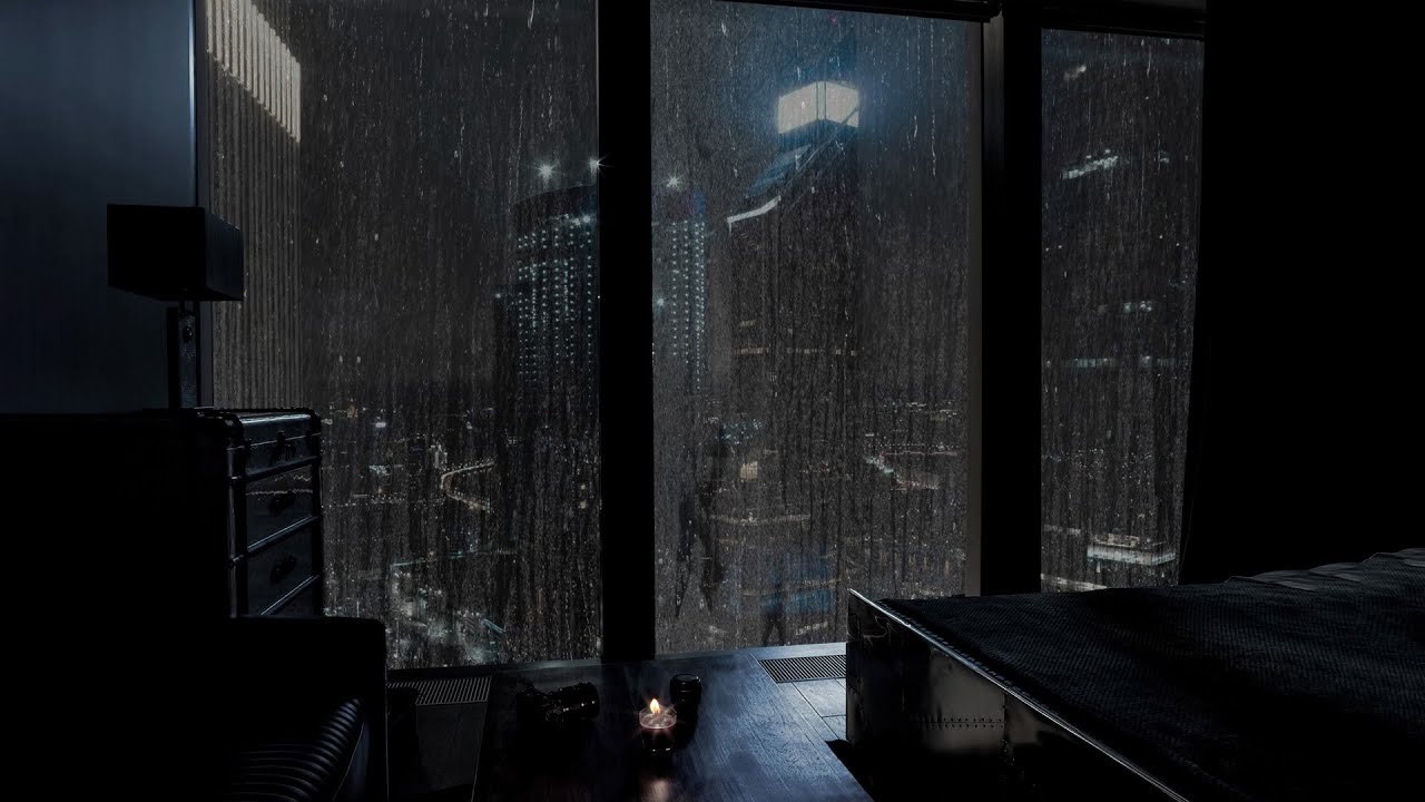 Rain Sleep ASMR - Autumn Night in Luxury Hotel Room|Rain and Thunder at ...