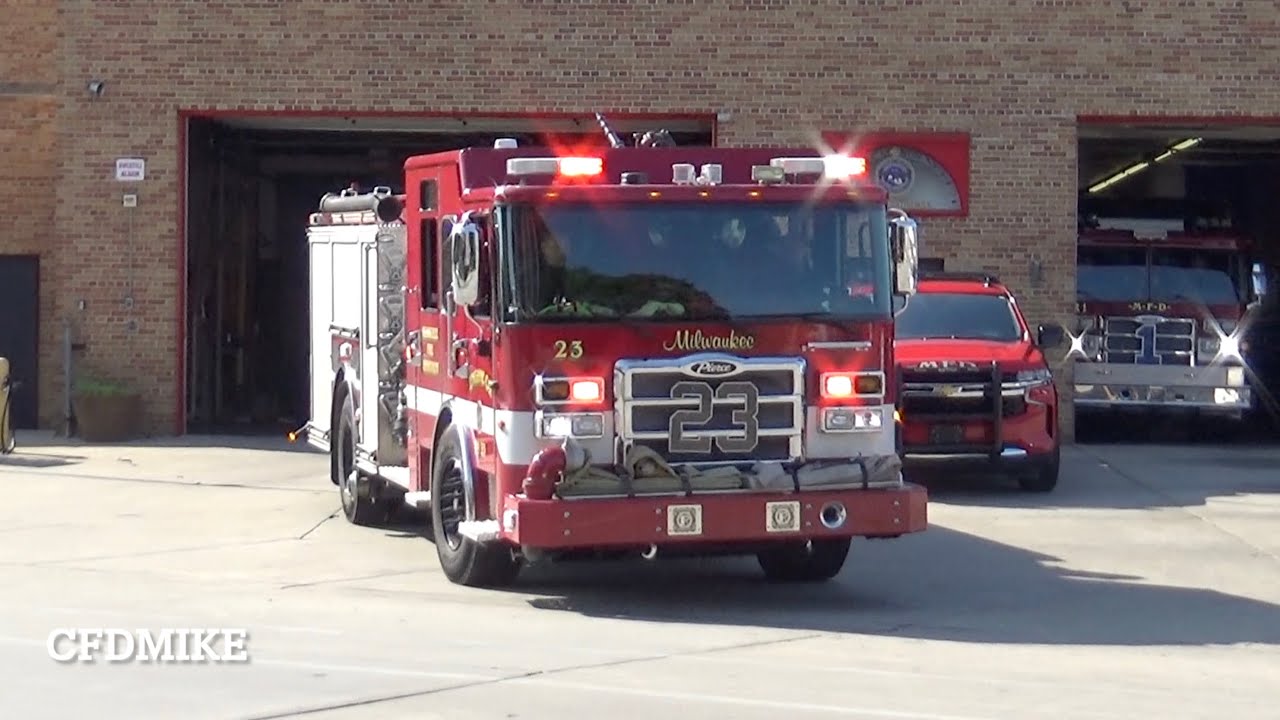 Milwaukee Fire Department Engine 23 and Rescue 1 Responding - YouTube