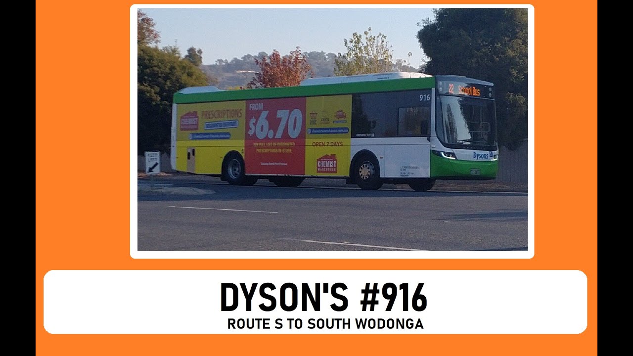 Dysons Bus #916 - Route S to South Wodonga - YouTube