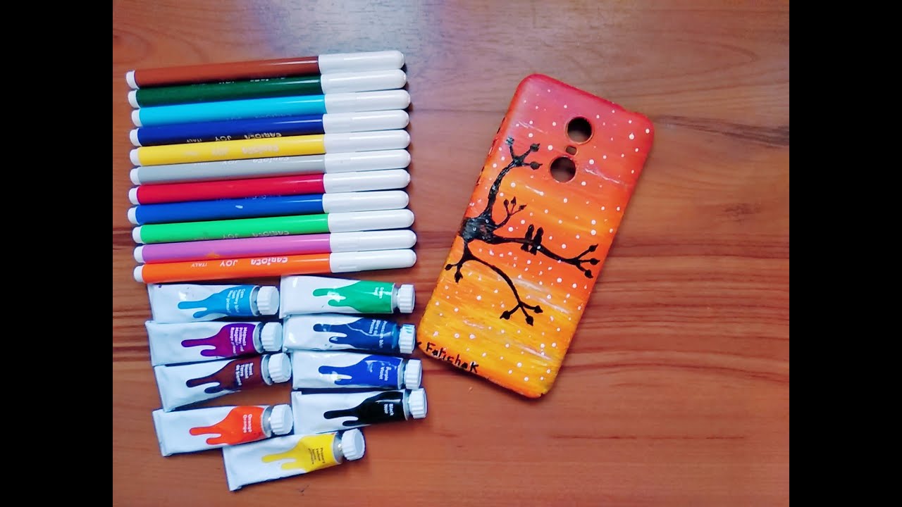 DIY/Sunset painting on a phone case. - YouTube
