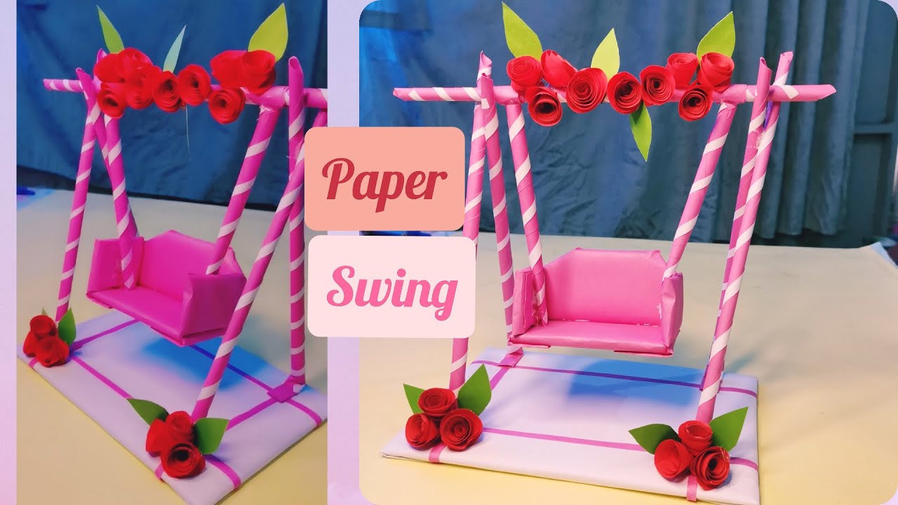 HOW TO MAKE LITTLE PAPER SWING FOR KIDS TO PLAY / ORIGAMI SWING FOR ...