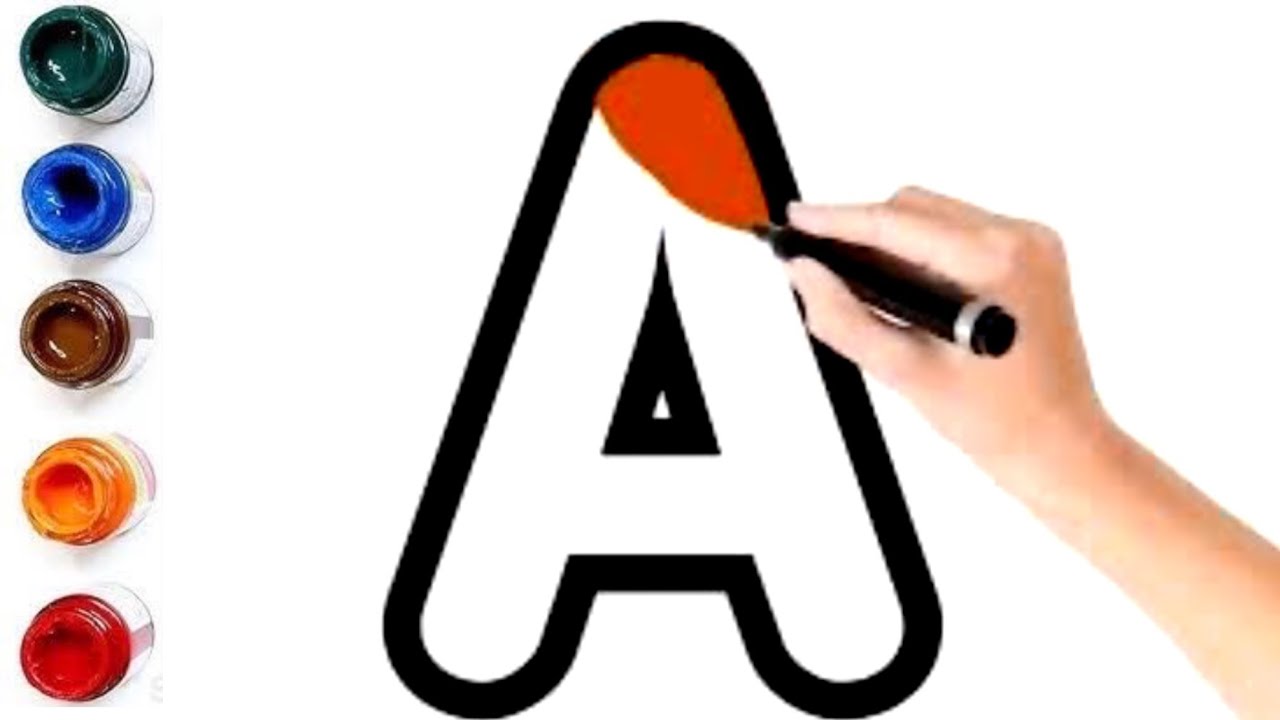 How to Learn Draw and Paint Letters ABCDEFGH for Kids // Easy Step by ...