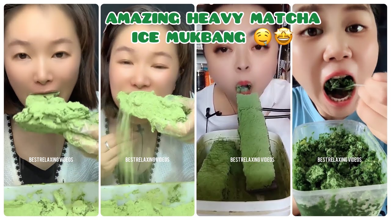 [ASMR] MATCHA ICE MUKBANG 🍵 & AMAZING MATCHA PASTE EATING & 抹茶氷を食べる 💚 ...