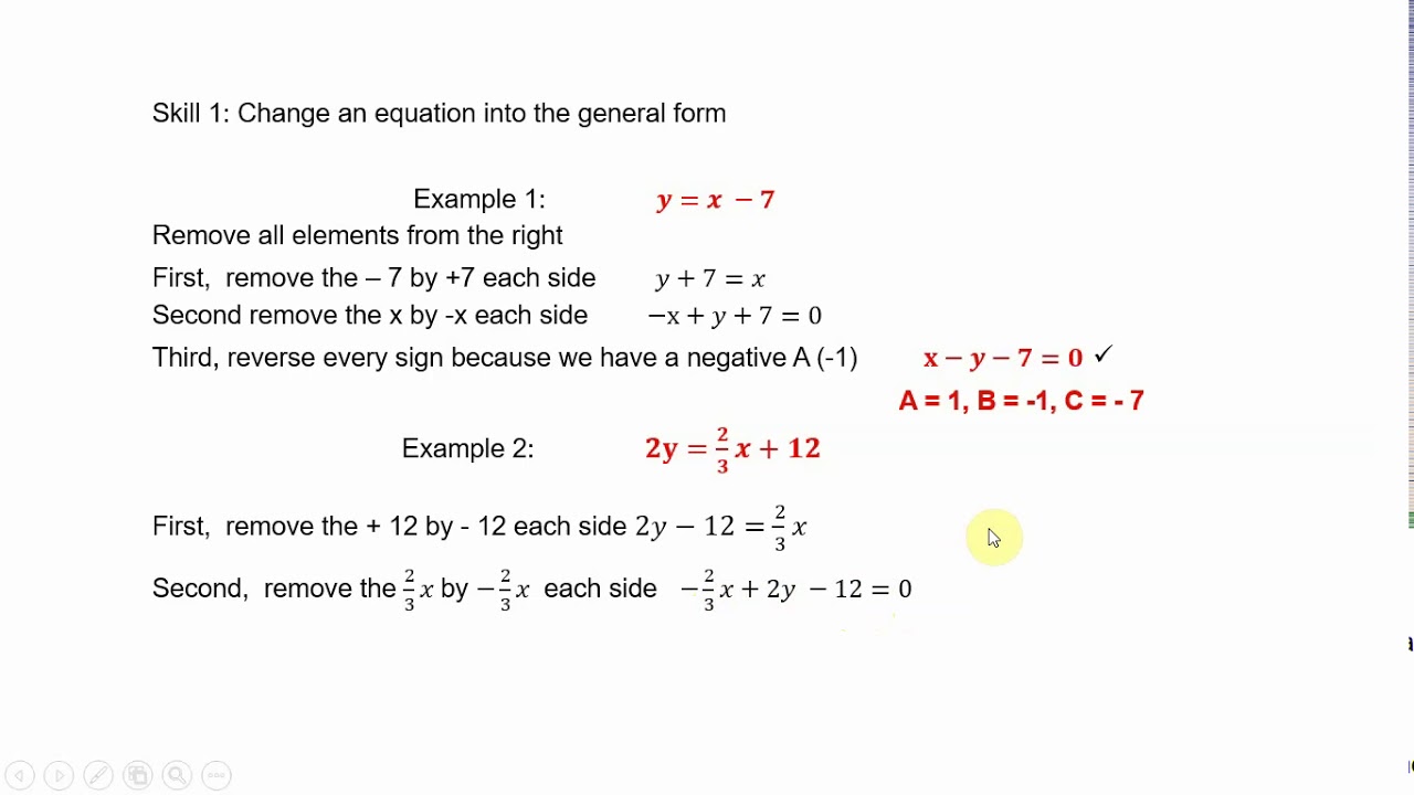General Form of a Linear Equation - YouTube