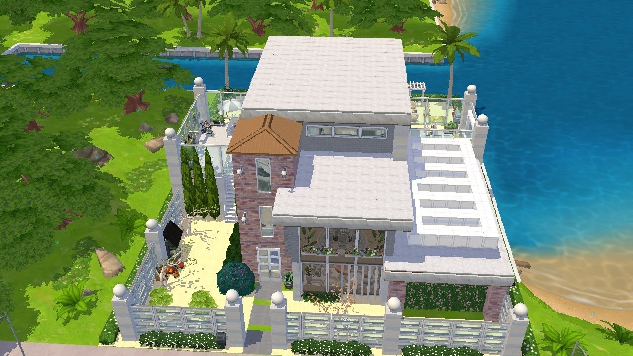 The sims mobile house build ideas 💫 white waves beach house tour ...