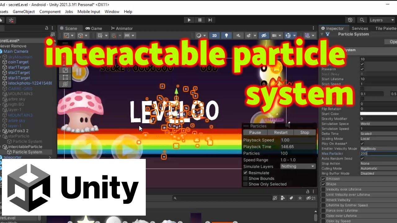 Unity 2d Interactable Particle System Codeless Youtube 2348