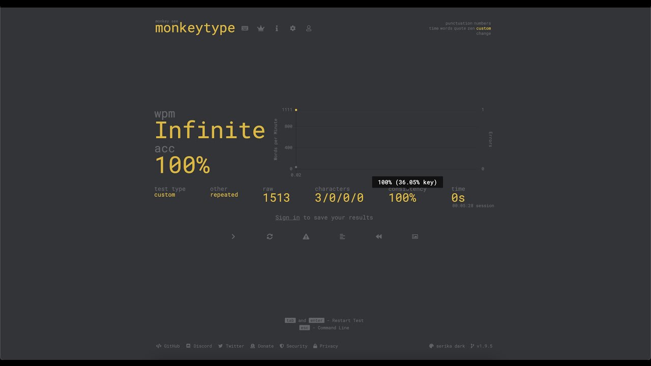 I won monkey type with infinite wpm - YouTube