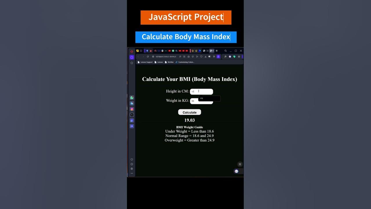 Build a BMI Calculator Using HTML, CSS & JS 🏋️♂️ | JavaScript Projects ! - YouTube