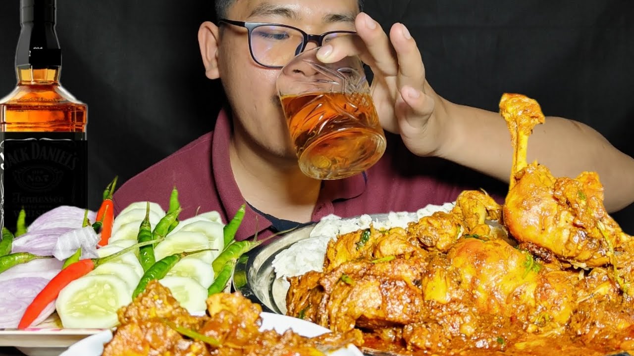 Eating Spicy Chicken Curry With Daru | Cooking and Eating | Indian Food ...