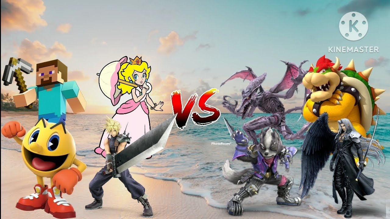 SSBU: Steve (Minecraft), Princess Peach, Pac-Man, and Cloud vs Ridley ...
