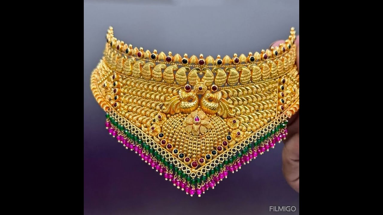 Pure gold neck choker designs ,neckless collection #viral #beautiful # ...