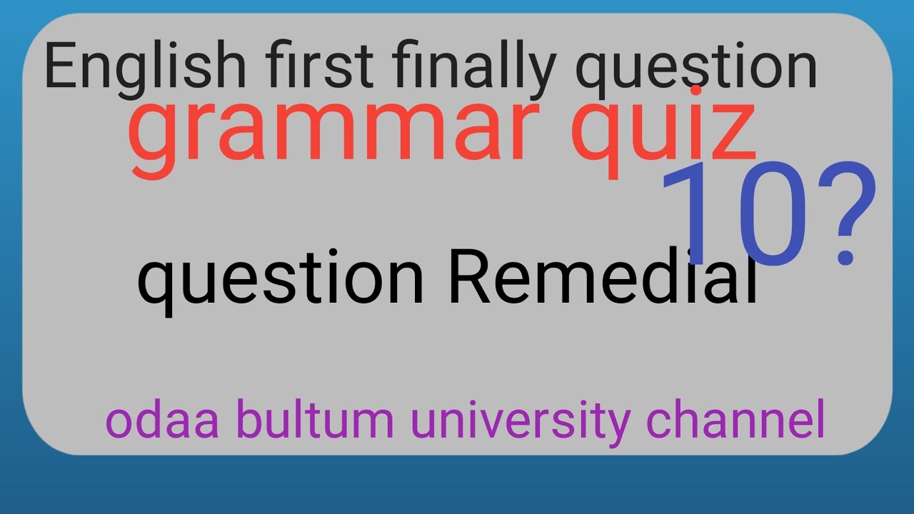 English question Remedial 📚 - YouTube