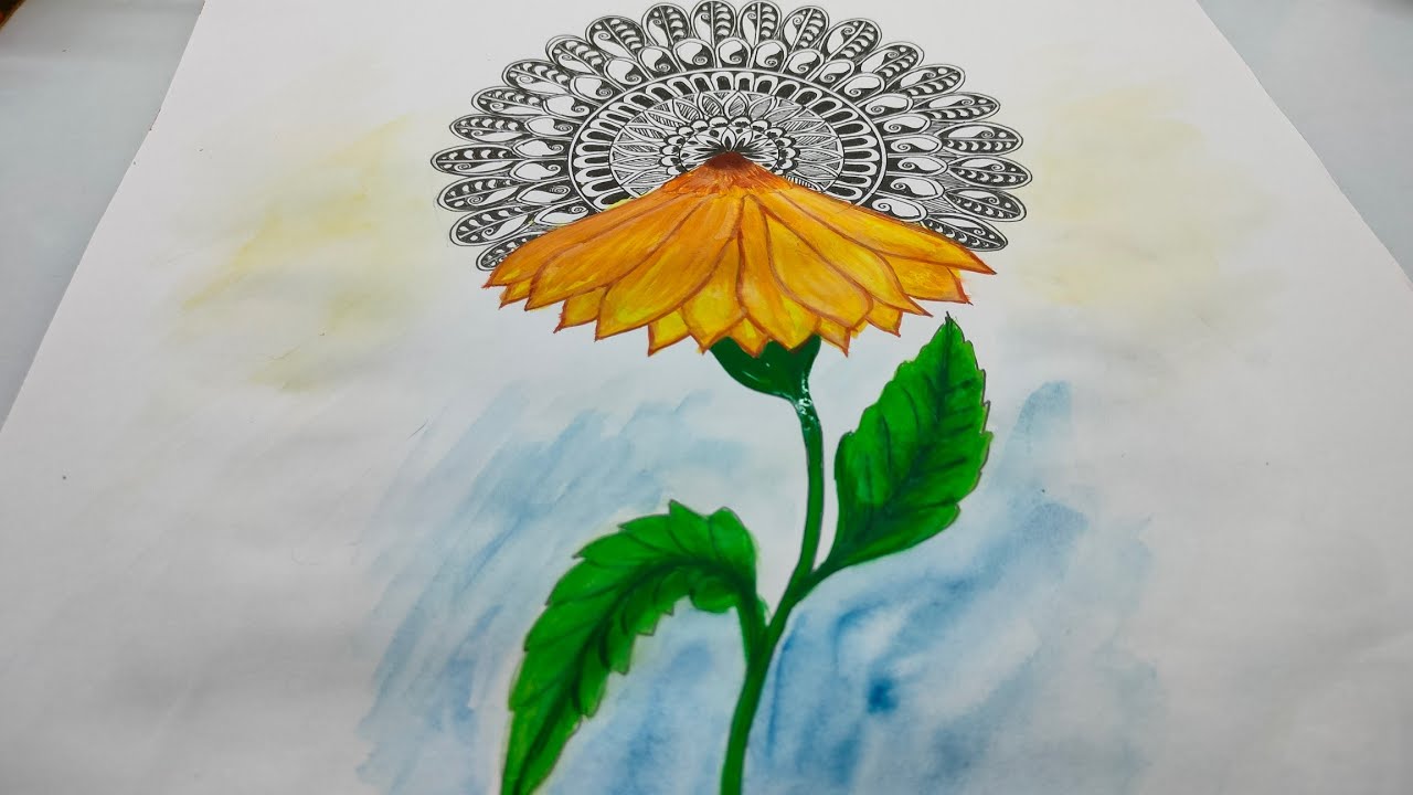 sunflower drawing |Mandala Art Design Step by Step For Beginners ...
