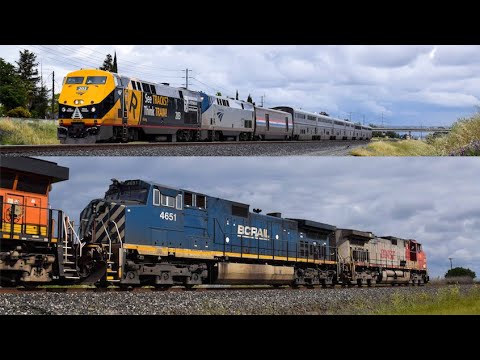 Colorful Trains From Sacramento To Stockton | AMTK 203 | BNSF | Foreign ...