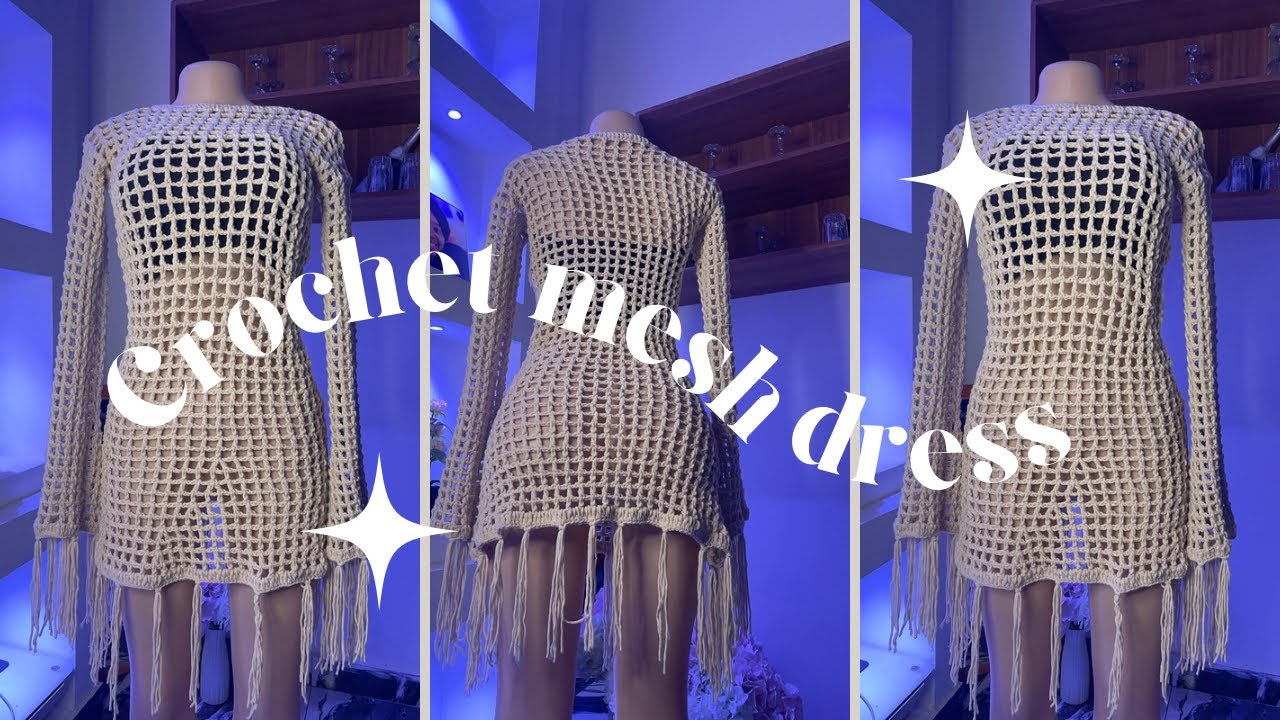 Part 1 | Crochet Beach Mesh Dress with fringes Pattern/ easiest beach ...
