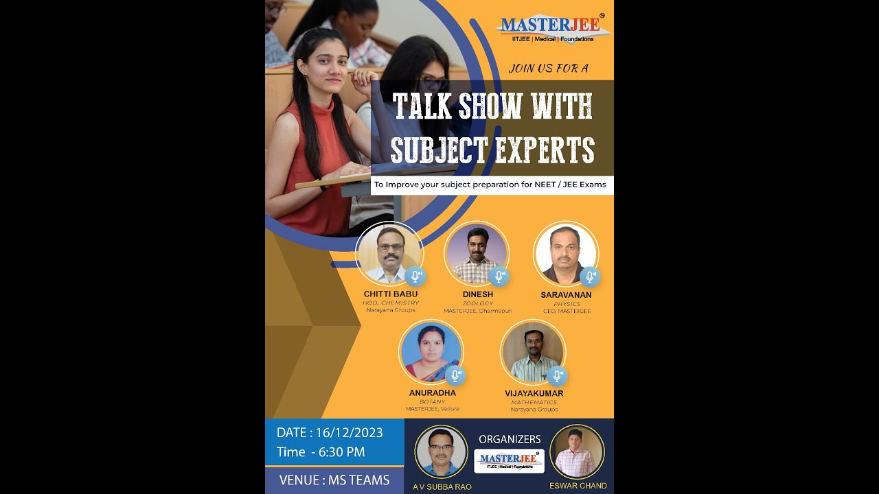 Masterjee IIT Academy - Talk Show with Subject Experts - YouTube