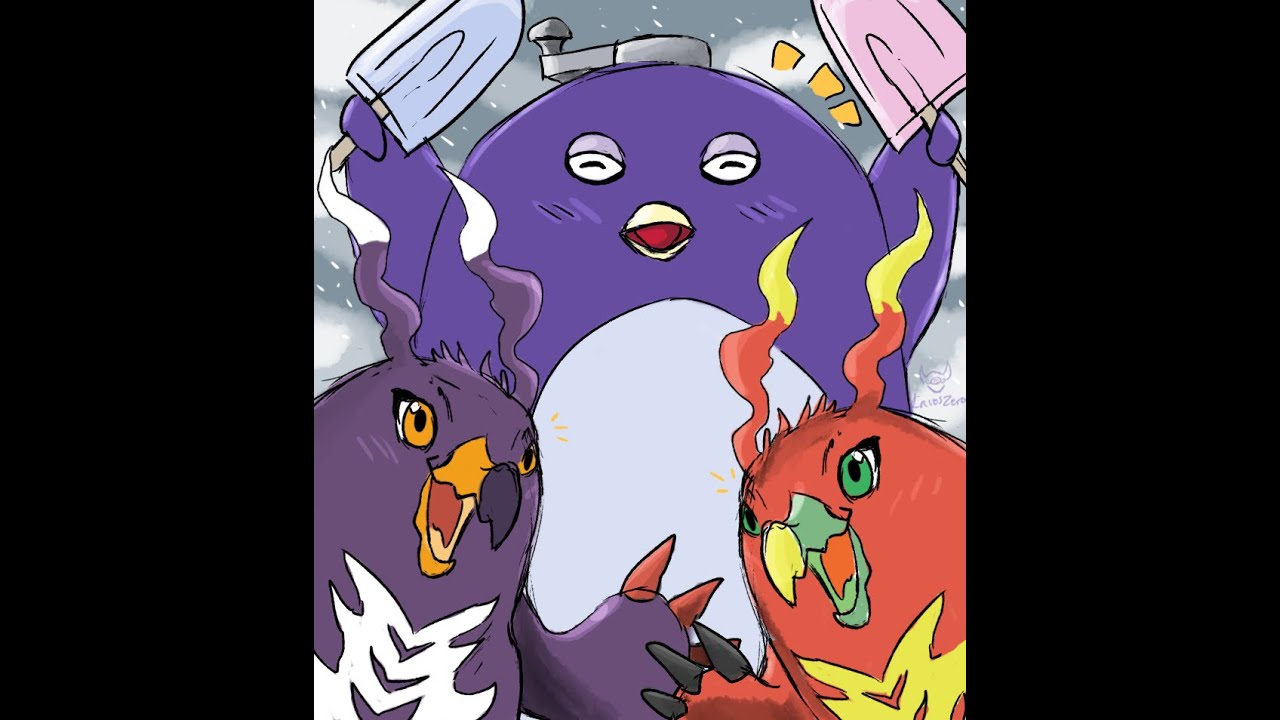 Art Timelapse - Penguinmon Muchomon and Daipenmon From Digimon / デジモン ...