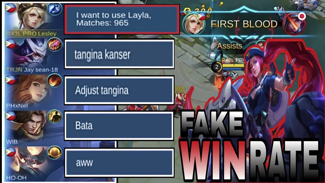 LAYLA PRANK - Fake win rate (Matches: 965) | MLBB | JM MLGAMING YT ...