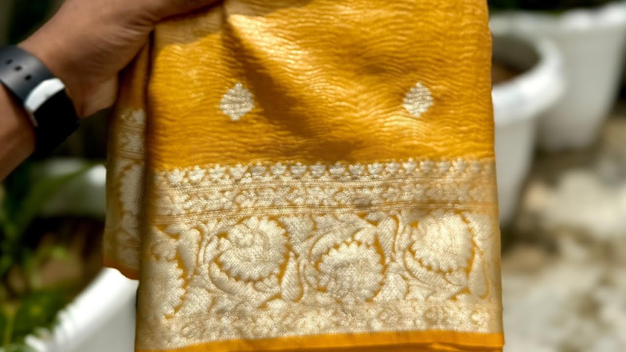 Banarasi Katan tissue crush fabric sareeLatest | crush Tissu star buti ...