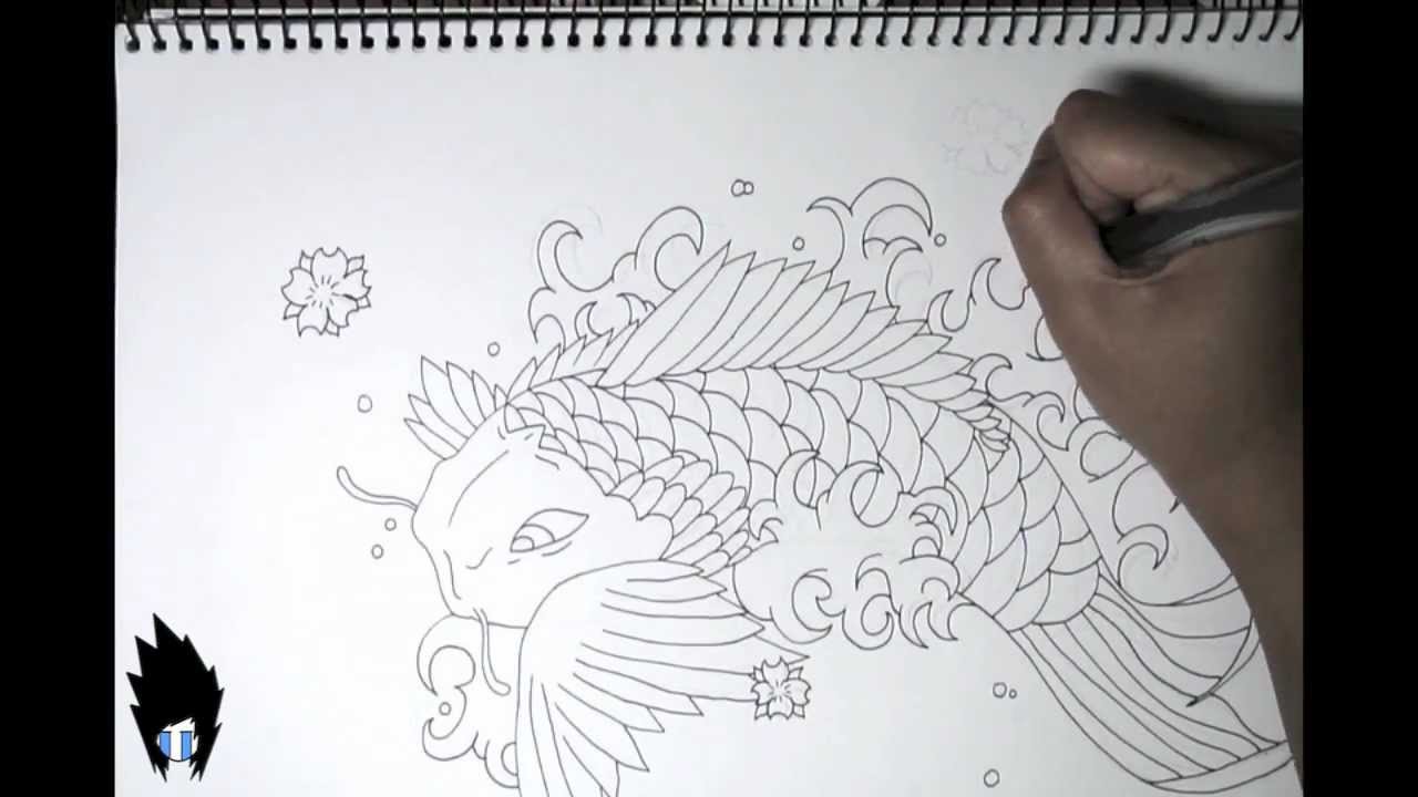 Koi fish speed drawing - YouTube