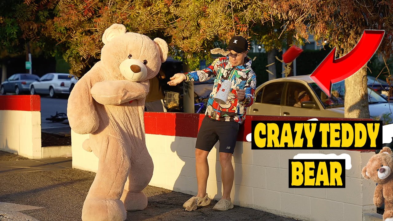CRAZY TEDDY BEAR PRANK ( SMACKING PEOPLE'S DRINK'S) - YouTube