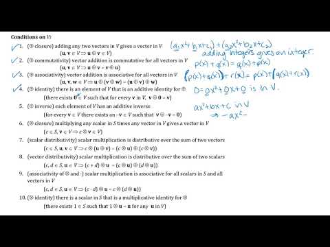 Vector Space Check Conditions Example - YouTube