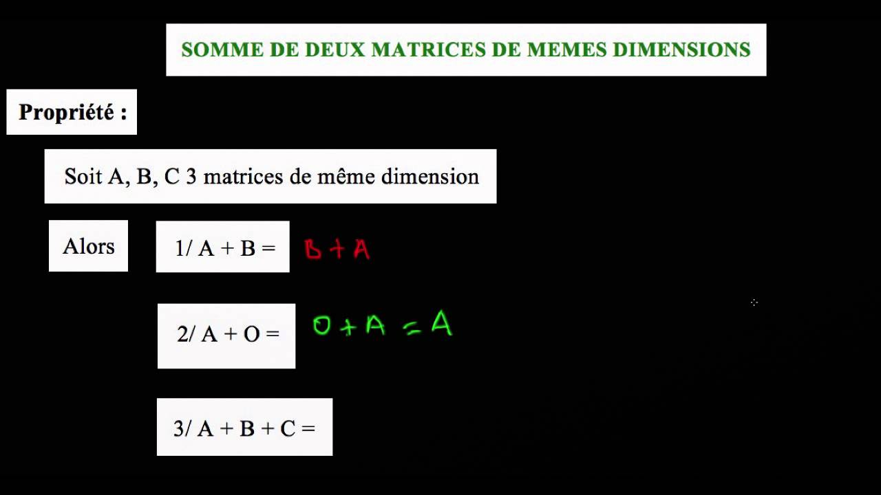 Propriétés sur la somme de matrices - YouTube