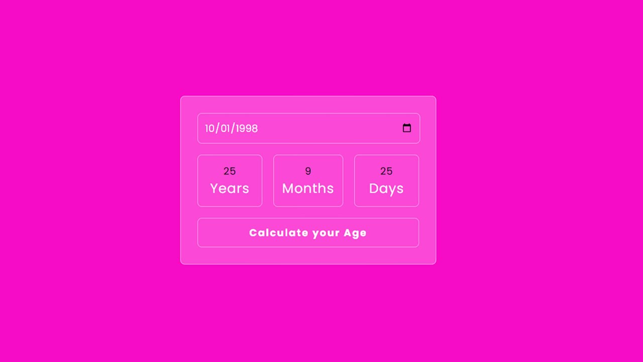 Age Calculator Using Html Css Javascript For Beginners Youtube 2320