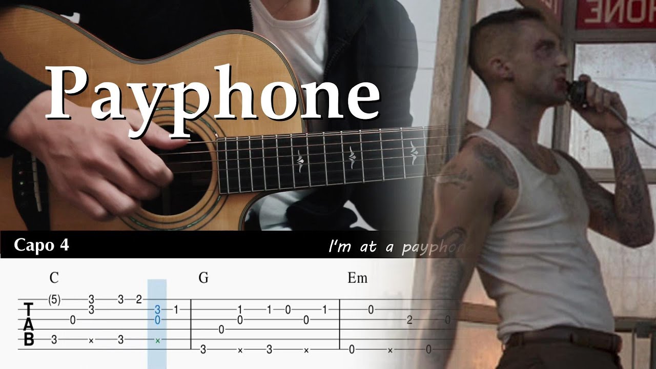 Payphone - Maroon5 - Fingerstyle Guitar TAB Chords - YouTube