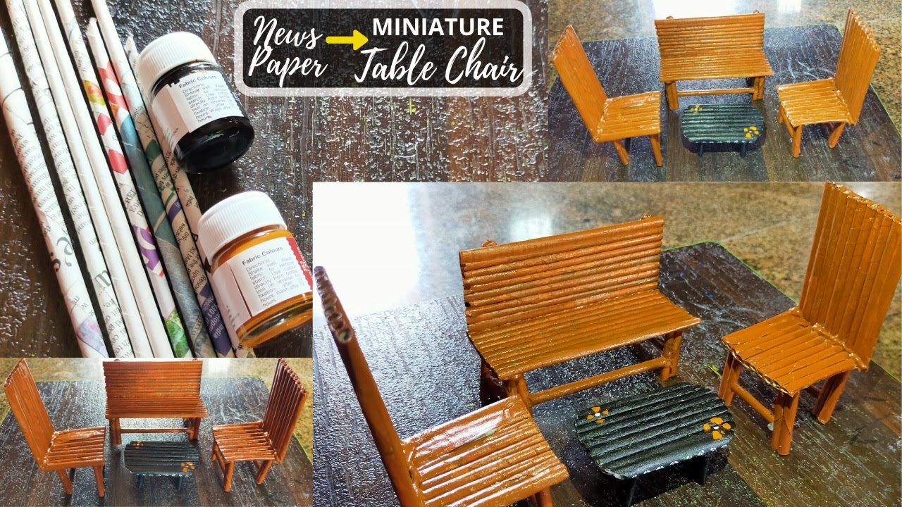 Newspaper Art - Miniature Table & Chair - YouTube