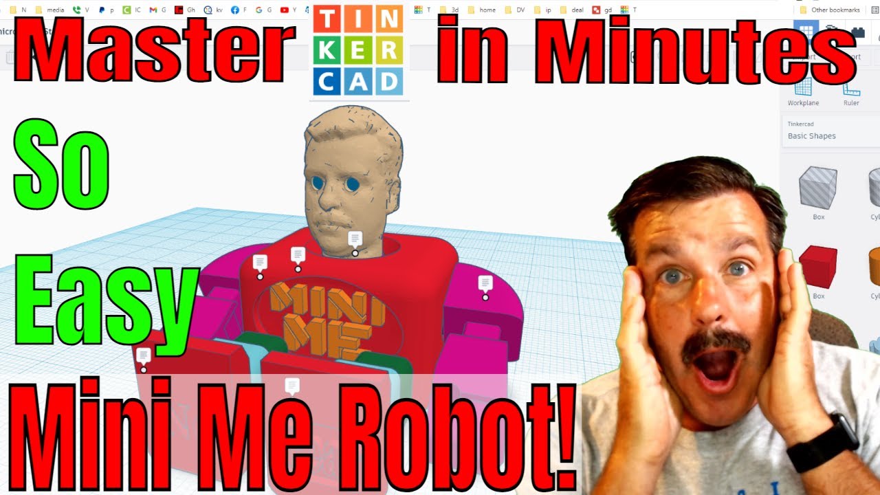 Easily create a Tiny Tinkercad Robot with your Head on it! - YouTube