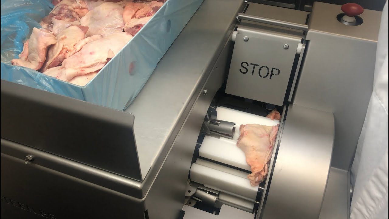 STEEN ST832 - Chicken thigh deboning machine & cartilage removal - YouTube