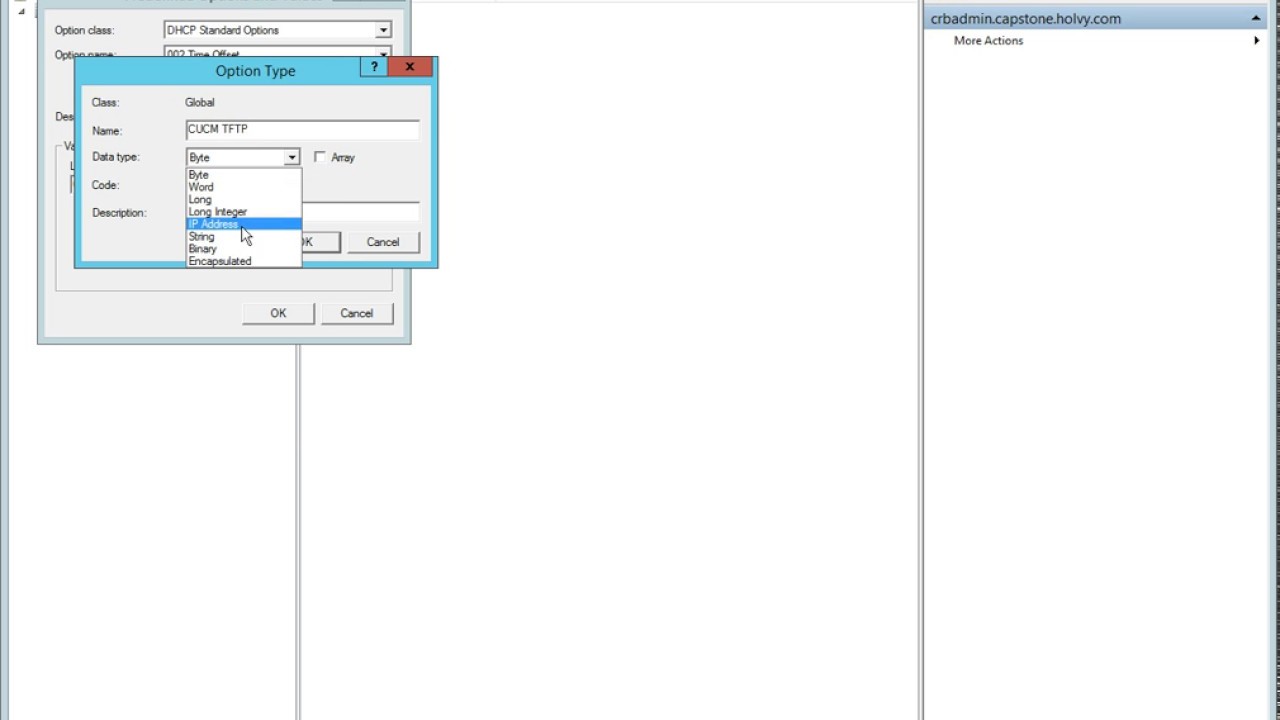 Add Option 150 to DHCP - YouTube