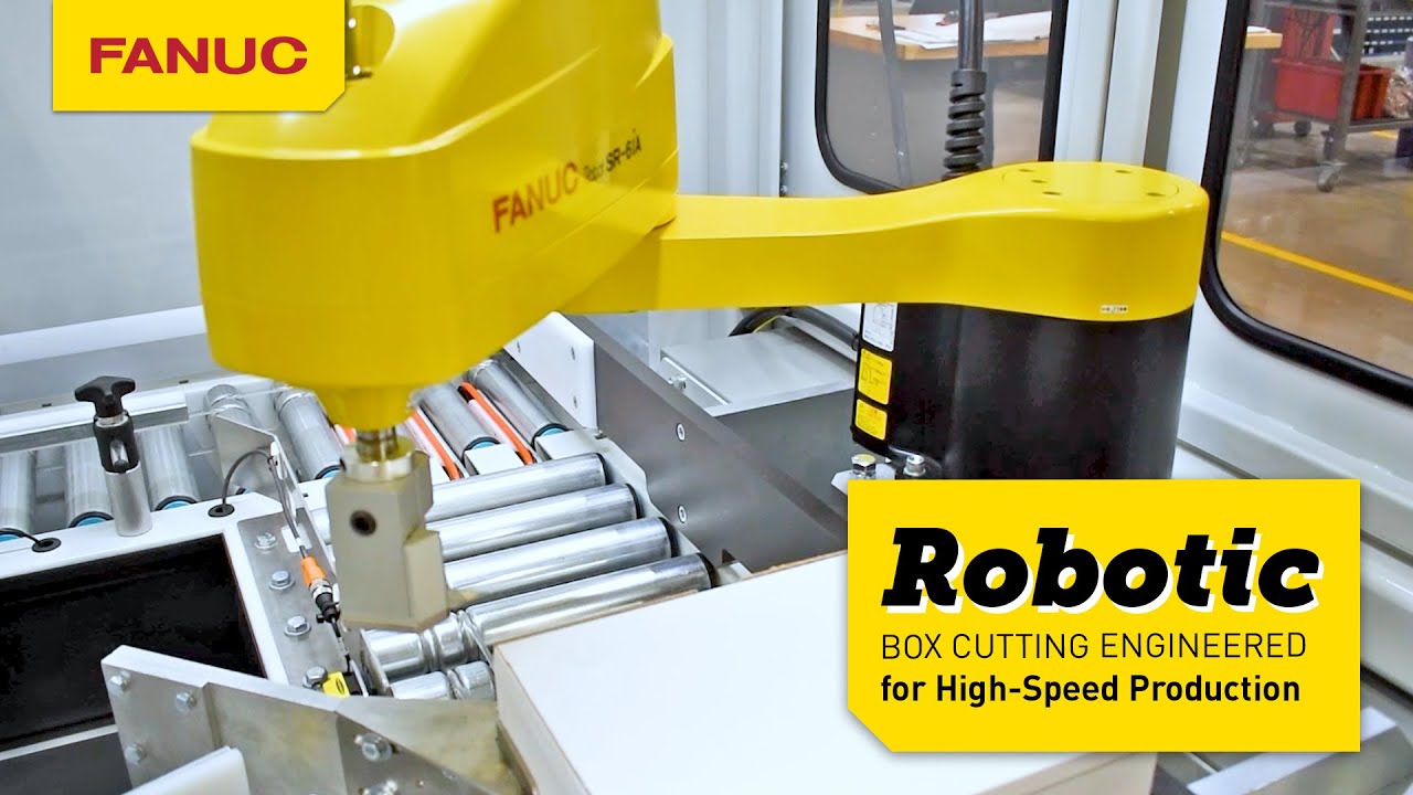 SCARA Robotic Box Cutting Engineered for High-Speed Production - YouTube