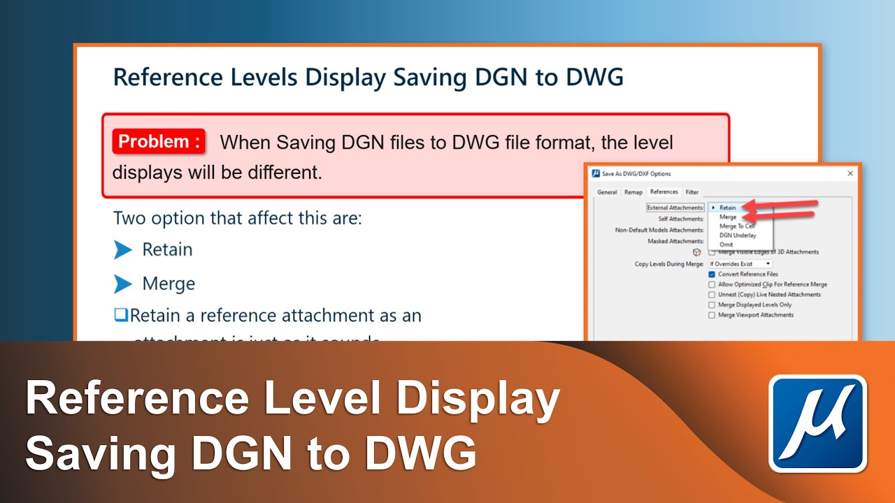 Reference Level Display Saving DGN to DWG - YouTube