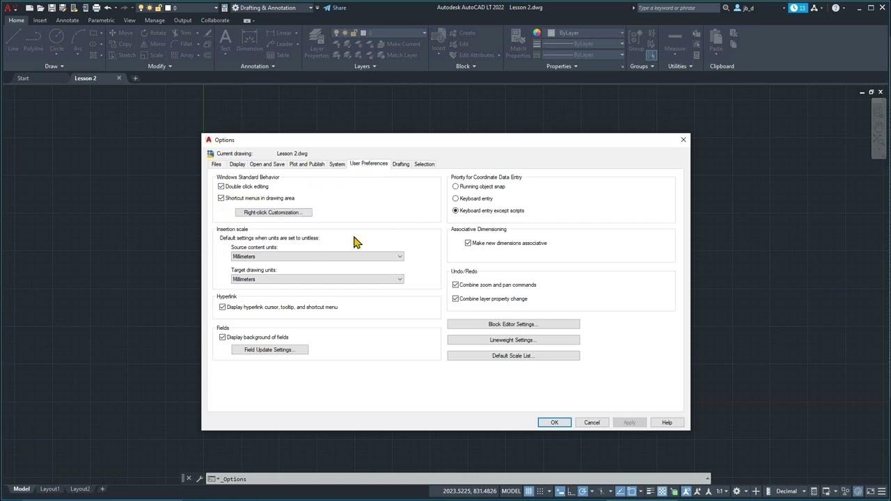 AUTOCAD Videocourse - 02 - Basic Commands and Settings, Units and User Interface Customization ...