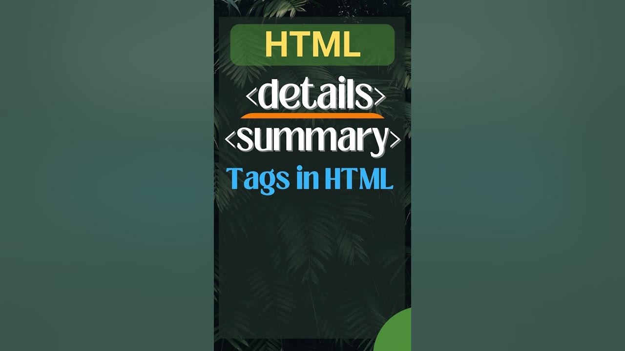 details and summary tags in HTML | HTML Tutorial | html | html5 | details tag #shorts #reels # ...