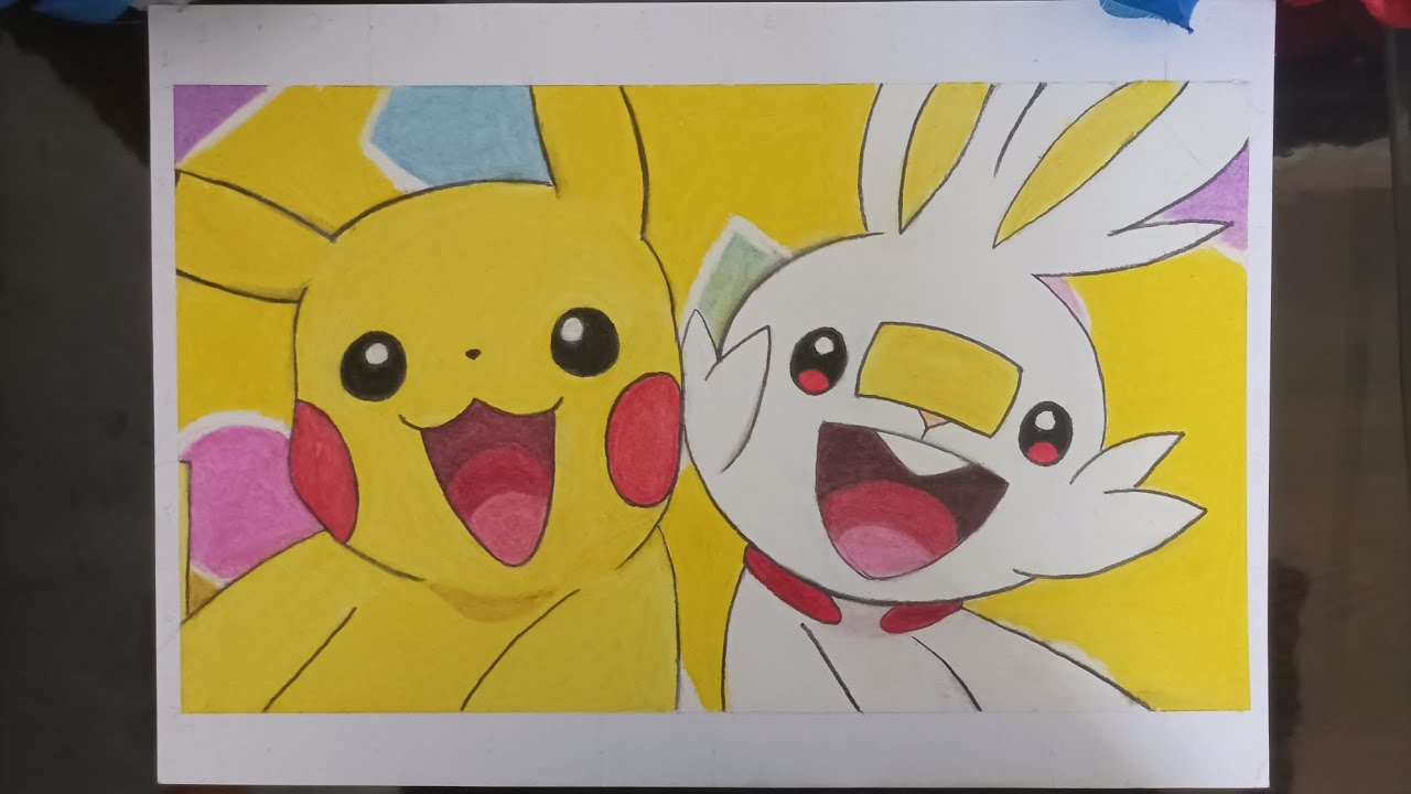 Pokemon Pikachu and score bunny drawing with Doms oil pastels 😃 Pokemon ...