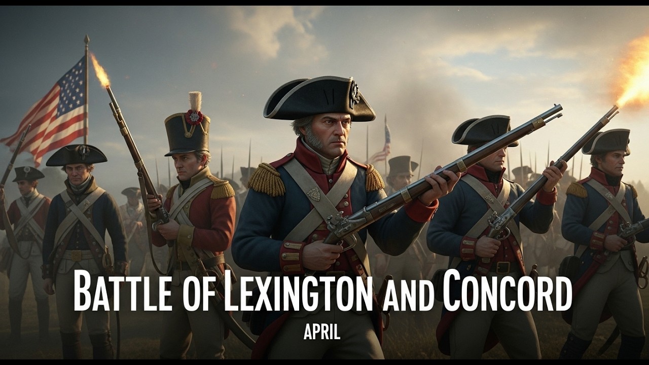 Battle of Lexington and Concord 1775, first shots of the American ...