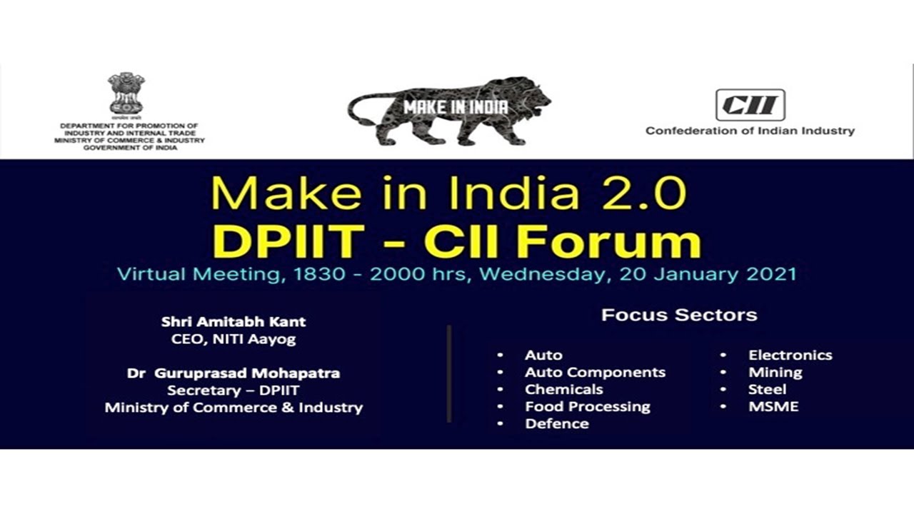 Make in India 2.0 | DPIIT-CII Forum - YouTube