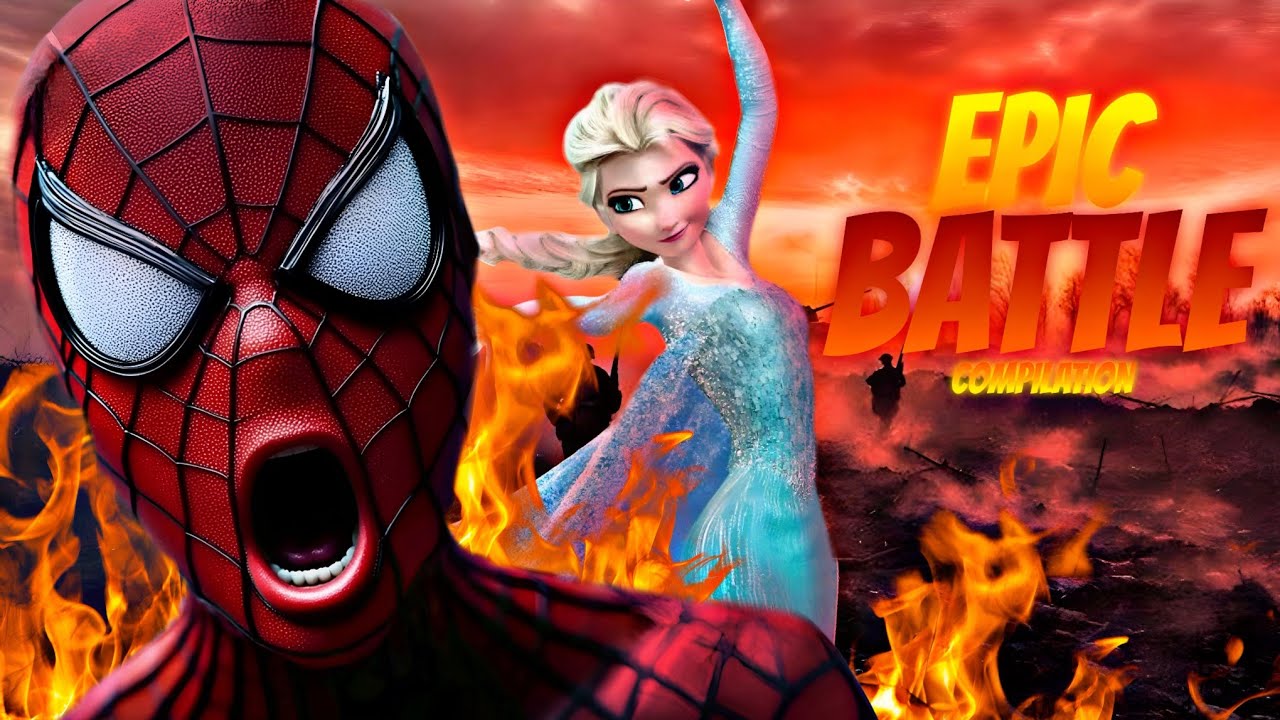 EPIC BATTLE compilation! Spiderman vs. Elsa, moana, Harley quinn, joker ...