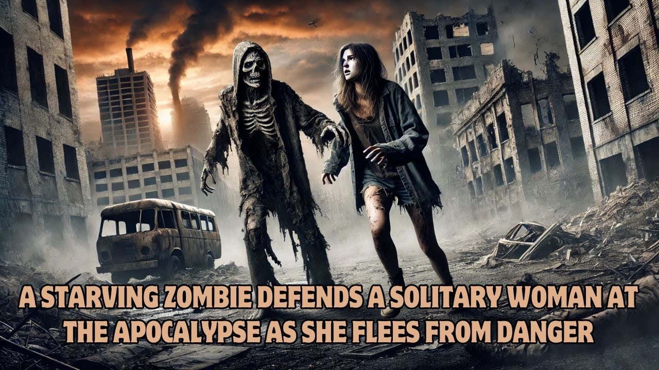 A starving zombie defends a solitary woman at the apocalypse as she ...