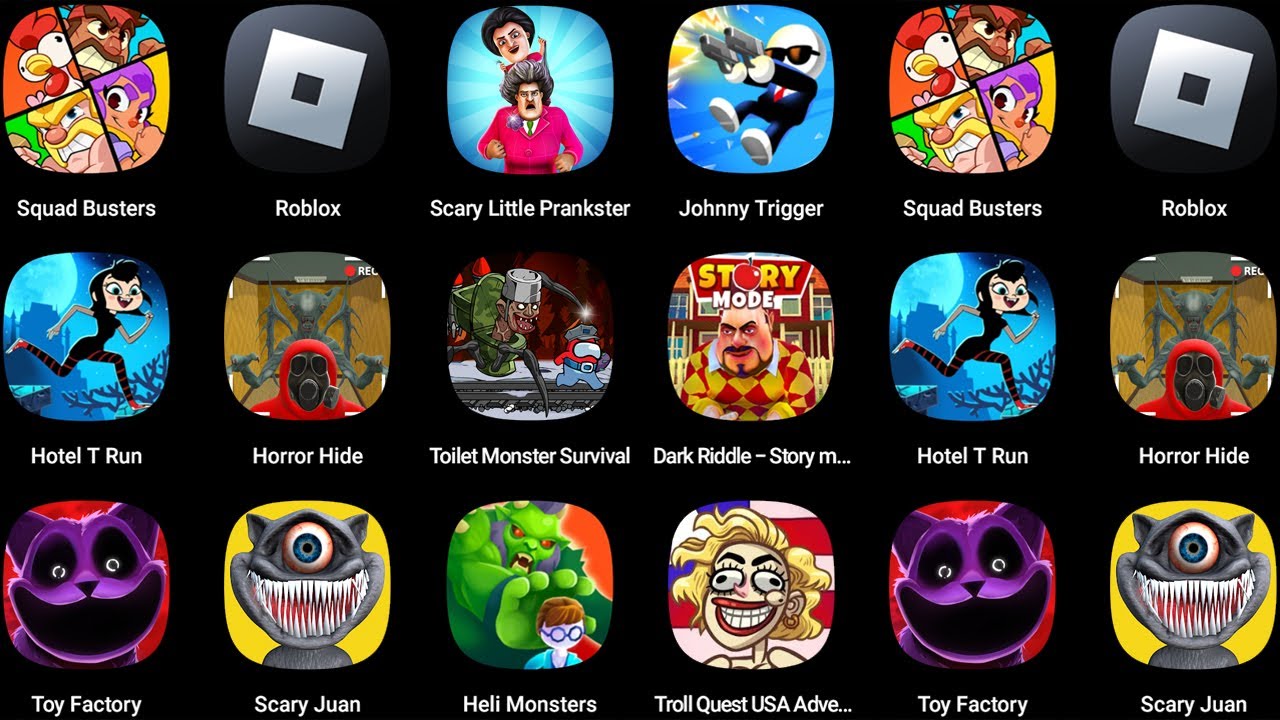 Squad Busters,Roblox,Scary Little Prankster,Johnny Trigger,Hotel T Run ...
