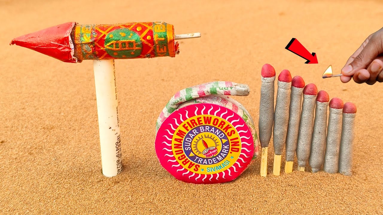 Diwali Ground Chakkar and Rocket Amazing Experiment with Crackers and ...