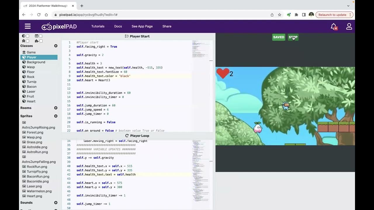 12 Pixelpad Platformer - Displaying Health - YouTube