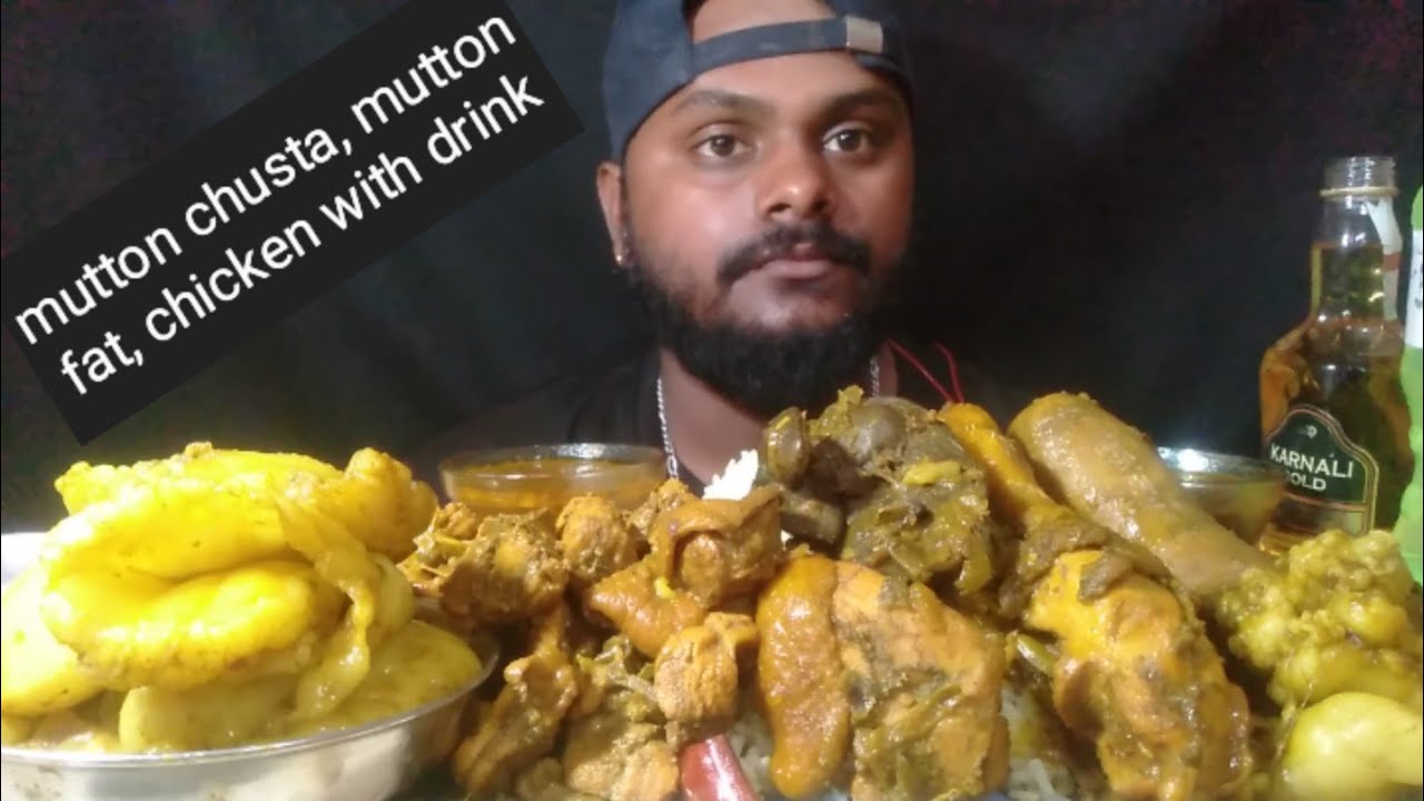 ASMR EATING SPICY MUTTON CHUSTA, MUTTON FAT, CHICKEN LEG PIECE, DRINK ...