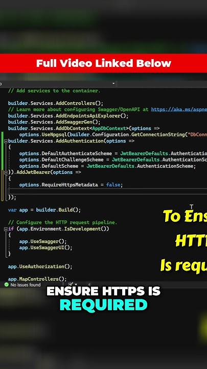 JWT Bearer [Authentication Service] Configuration #dotnet #dotnetcore - YouTube