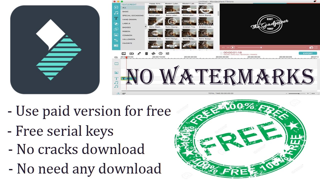 Wondershare Filmora Without Watermarks Without Cracks - 100% FREE - YouTube