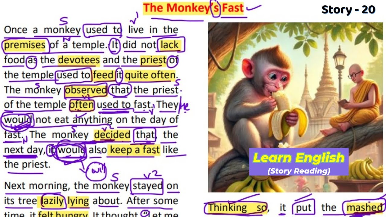 Monkey's Fast || Story Reading || English Stories || Learn English ...
